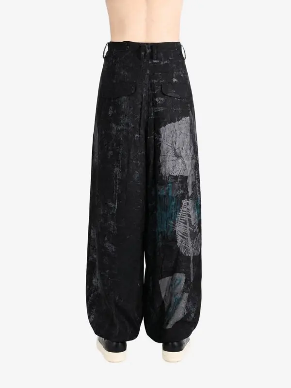 Y’s Cupro Twill Gathered Wide-leg Pants