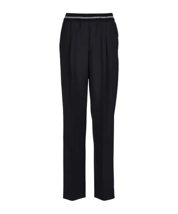 Miu Miu Elasticated Waistband Loose-fit Trousers - Black