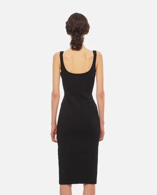 Fendi Ff Embossed Knitted Viscose Midi Dress