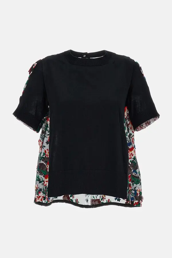 Sacai Short-sleeve Top With Embroidery - Multicolor