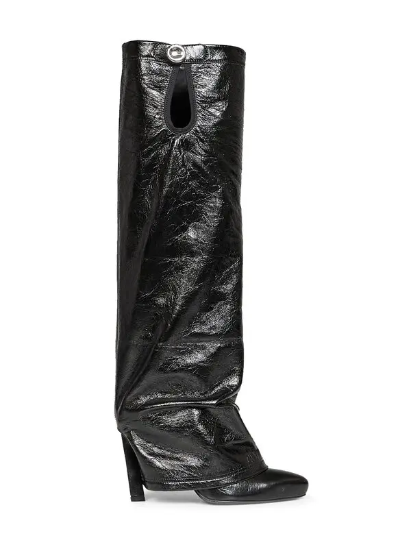 Attico Black Crackled Leather Leon High Boots