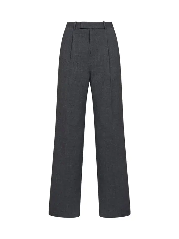 SELF-PORTRAIT Grey Stretch Wool-blend Tailored Trousers - Multicolor