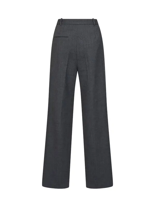 SELF-PORTRAIT Grey Stretch Wool-blend Tailored Trousers