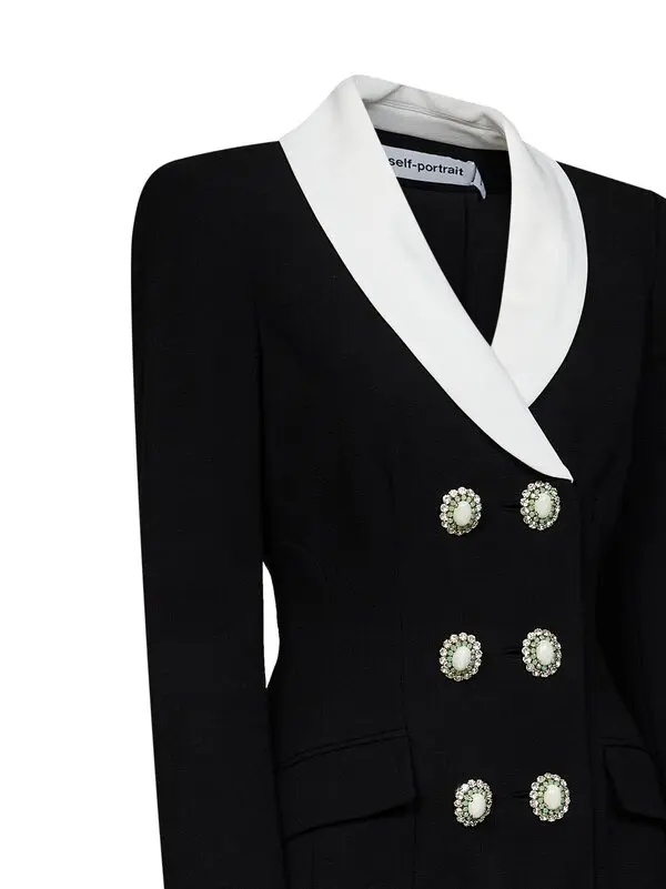 SELF-PORTRAIT Black Wool Tailored Blazer-style Mini Dress