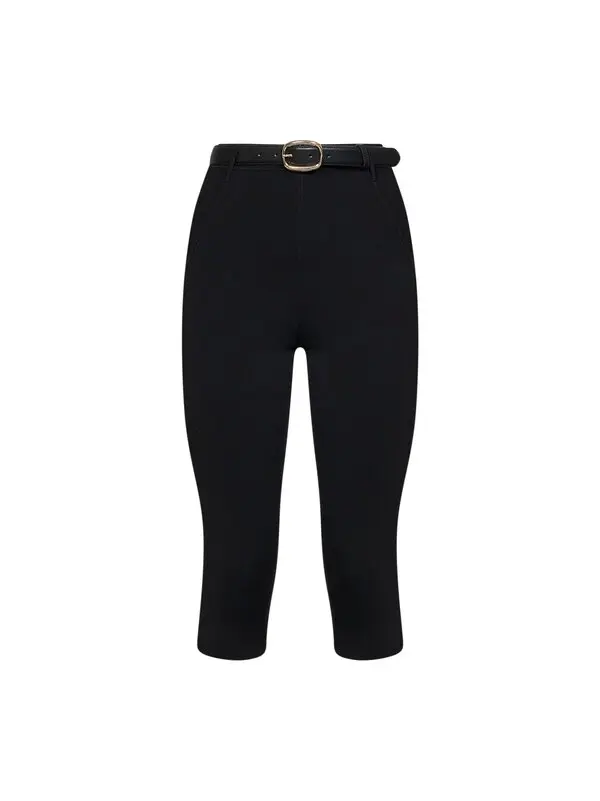 SELF-PORTRAIT Black Compact Knit Capri Leggings - Multicolor