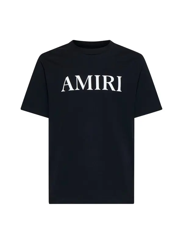 Amiri Black T-shirt With Logo Lettering Print In Cotton - Multicolor