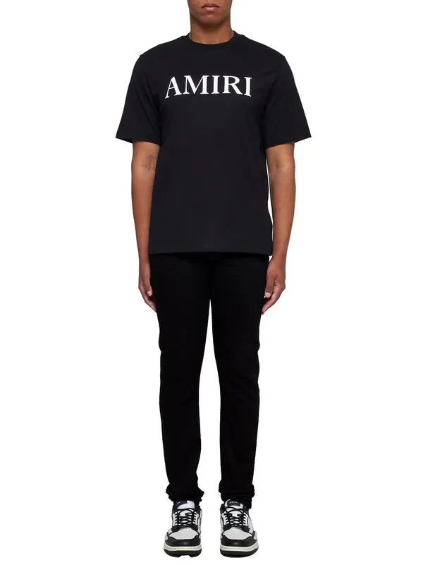 Amiri Black T-shirt With Logo Lettering Print In Cotton - Multicolor
