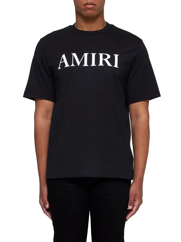 Amiri Black T-shirt With Logo Lettering Print In Cotton - Multicolor