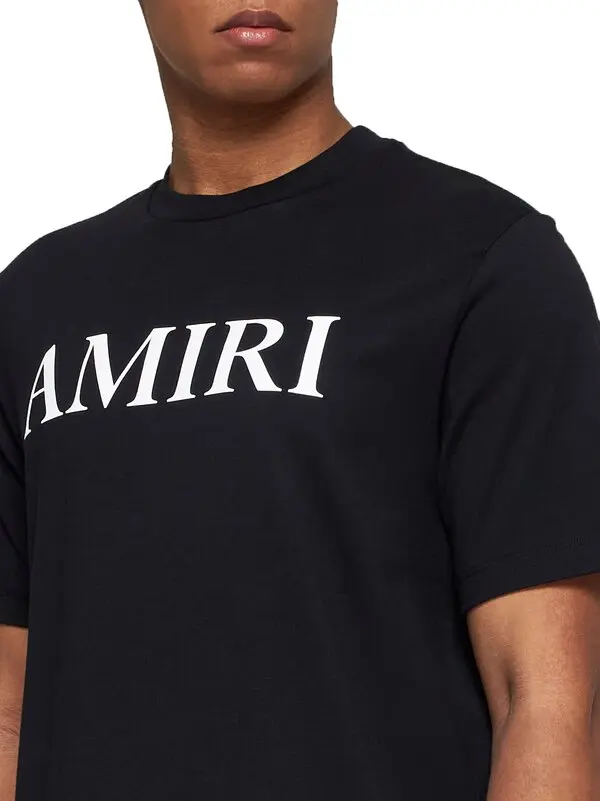 Amiri Black T-shirt With Logo Lettering Print In Cotton - Multicolor