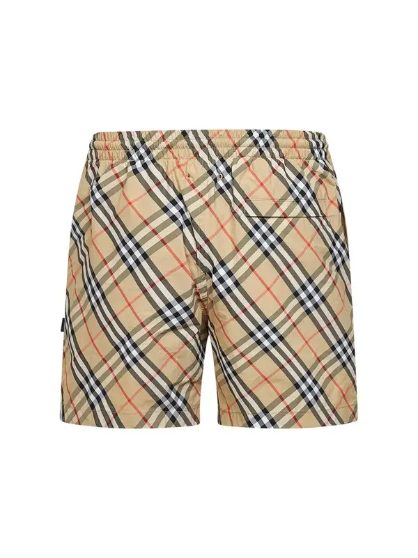Burberry Sand Printed Nylon Check Swim Shorts
