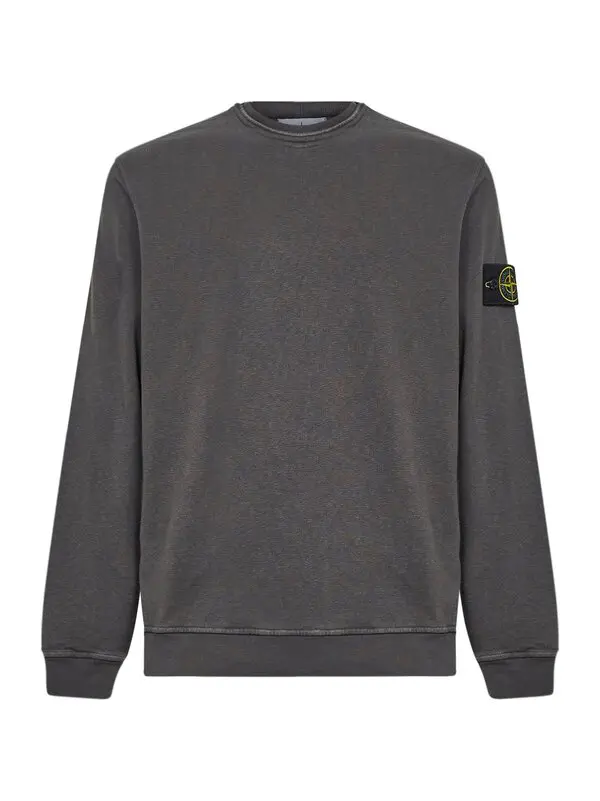 Stone Island Charcoal Grey Slub-effect Malfilé Cotton Sweatshirt - Multicolor