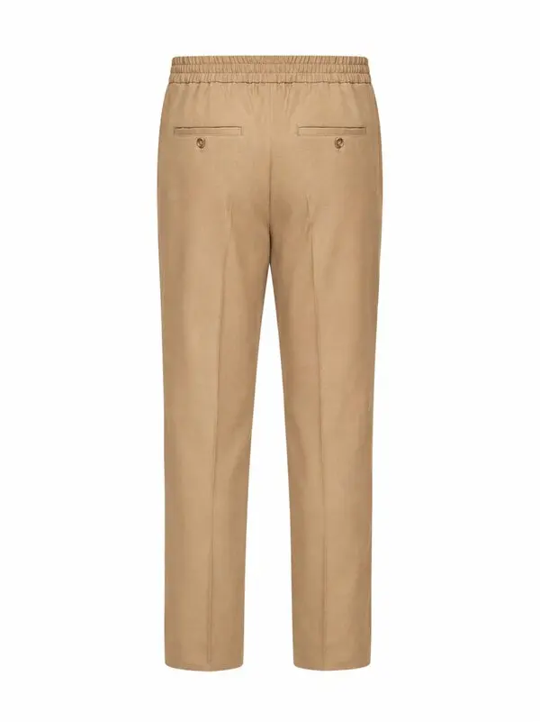 AMI Paris Beige Wool Serge Trousers With Elasticated Waistband