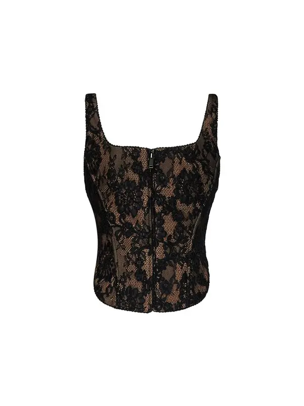 SELF-PORTRAIT Black Lace Corset Top