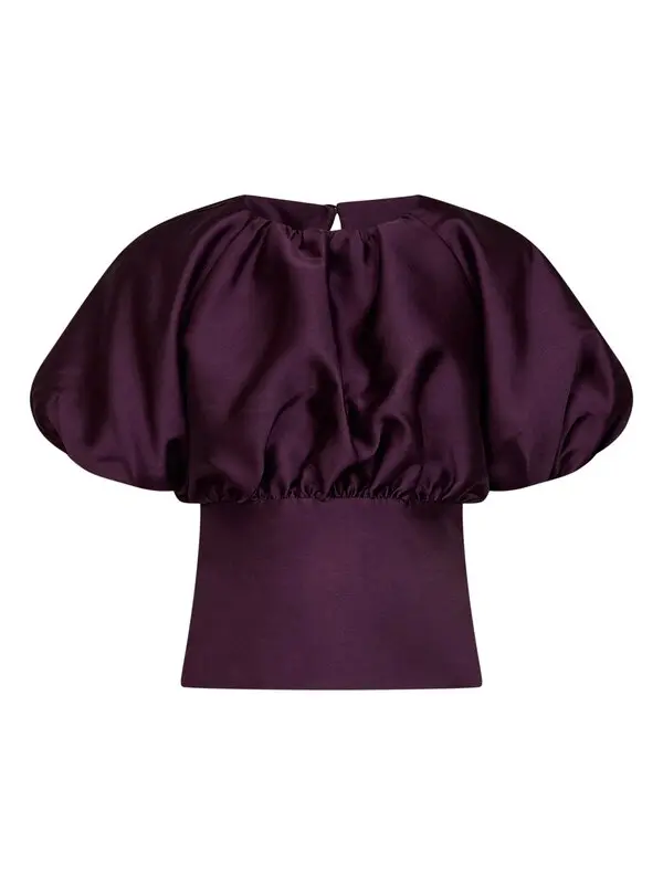 SELF-PORTRAIT Purple Taffeta Short-sleeved Top - Multicolor