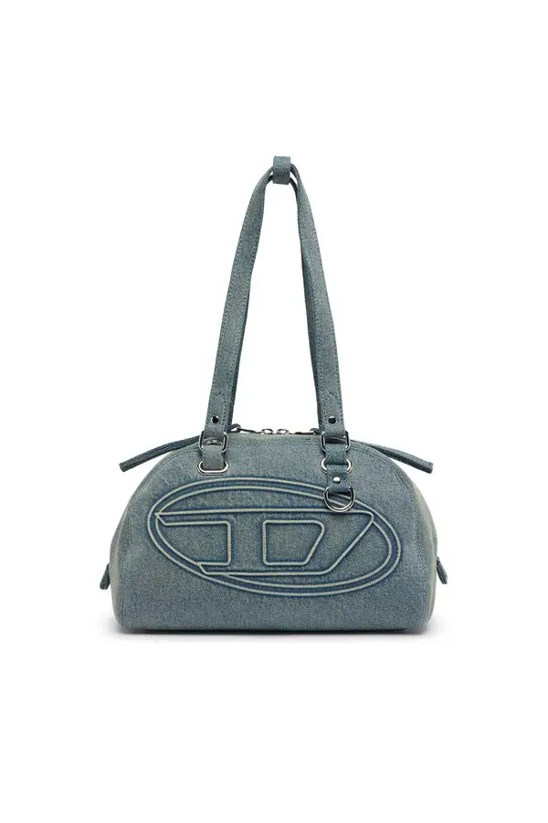 DIESEL® 1dr Dome-shoulder Bag In Denim With Oval D Logo - Blue