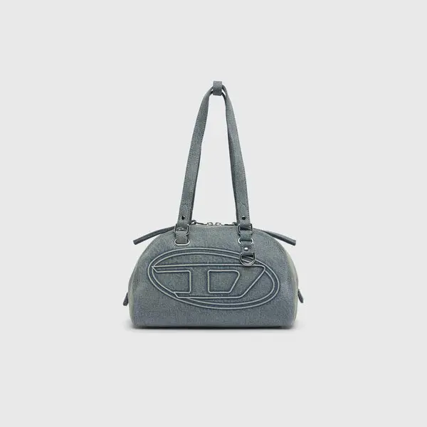 DIESEL® 1dr Dome-shoulder Bag In Denim With Oval D Logo - Blue