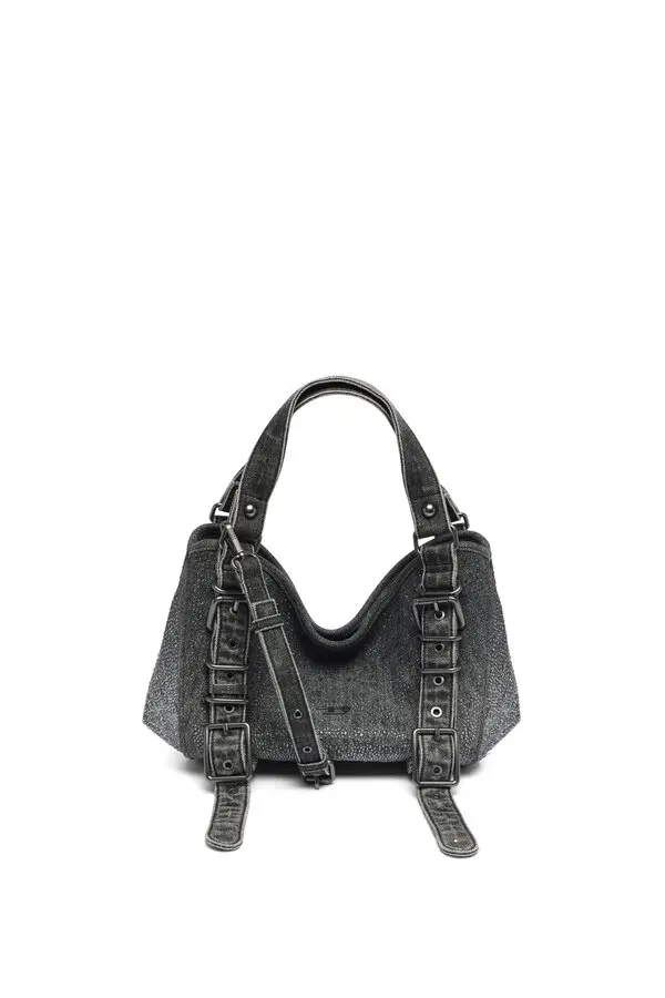 DIESEL® D-one-small Top-handle Bag In Crystal Solarised Denim - Black