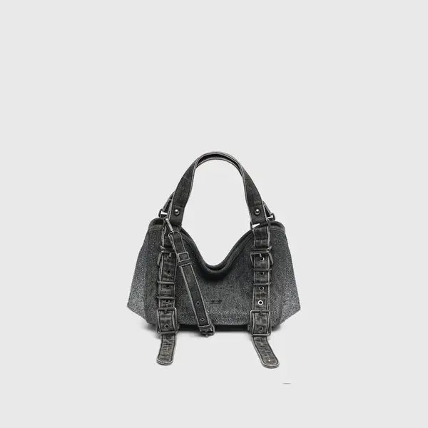 DIESEL® D-one Small Top-handle Bag In Crystal Solarised Denim - Black
