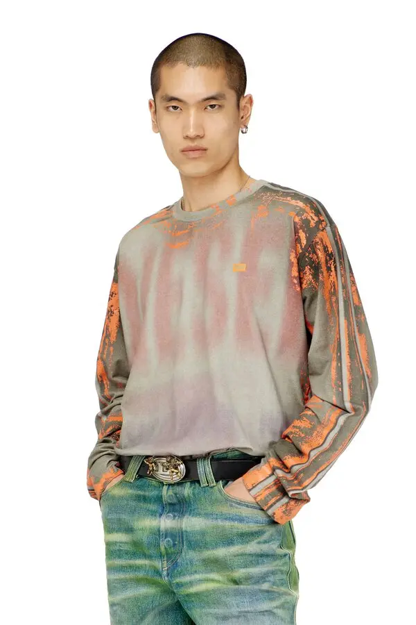 DIESEL® Long-sleeve T-shirt In Cracked Jersey