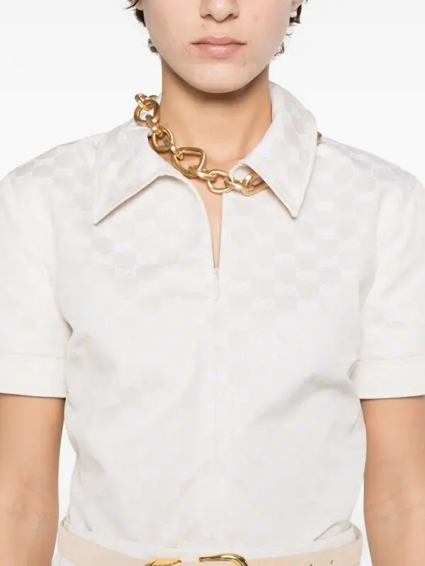 Gucci Gg Cotton Blend Short Sleeve Polo Shirt - Multicolor