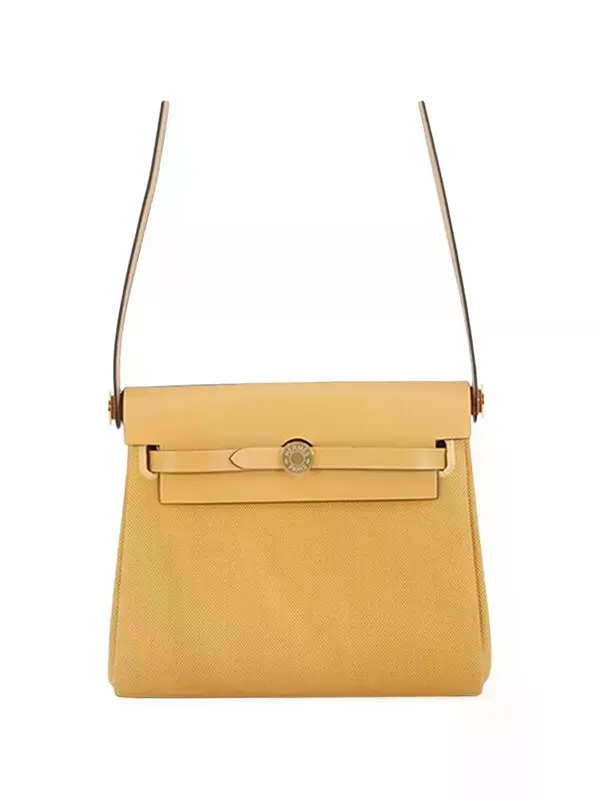 Hermès Herbag Zip 20 Crossbody Bag In Toile And Vache Hunter - Yellow