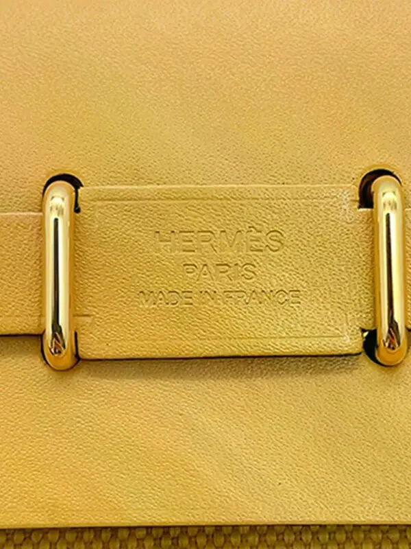 Hermès Herbag Zip 20 Crossbody Bag In Toile And Vache Hunter - Yellow
