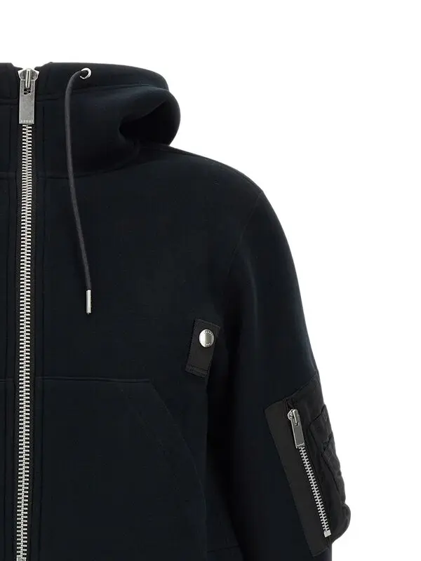 Sacai Hooded Zip-up Sweatshirt With Utility Pocket