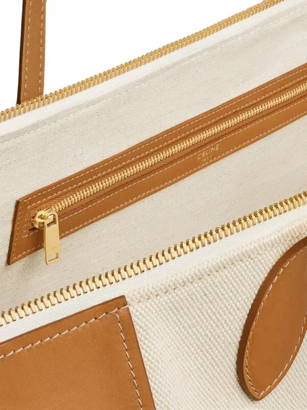 Celine Cabas Frame Leather And Canvas Tote