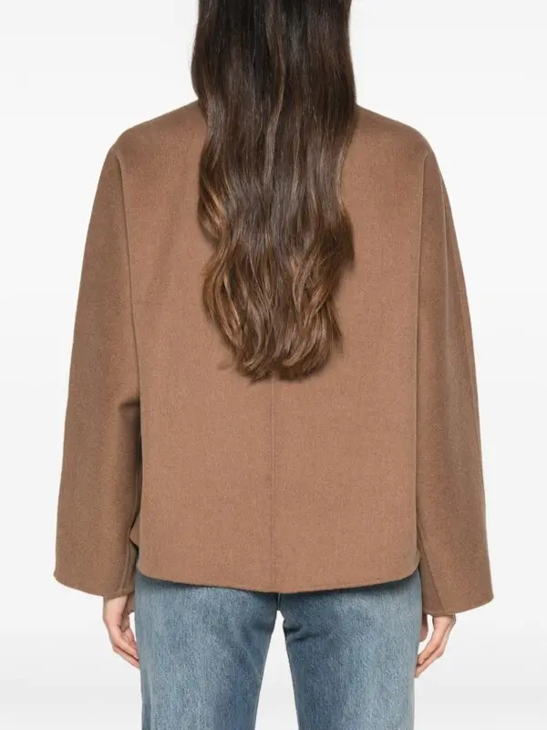 Max Mara Brown Wool Boxy Fit Jacket With Scarf