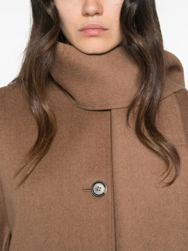 Max Mara Brown Wool Boxy Fit Jacket With Scarf