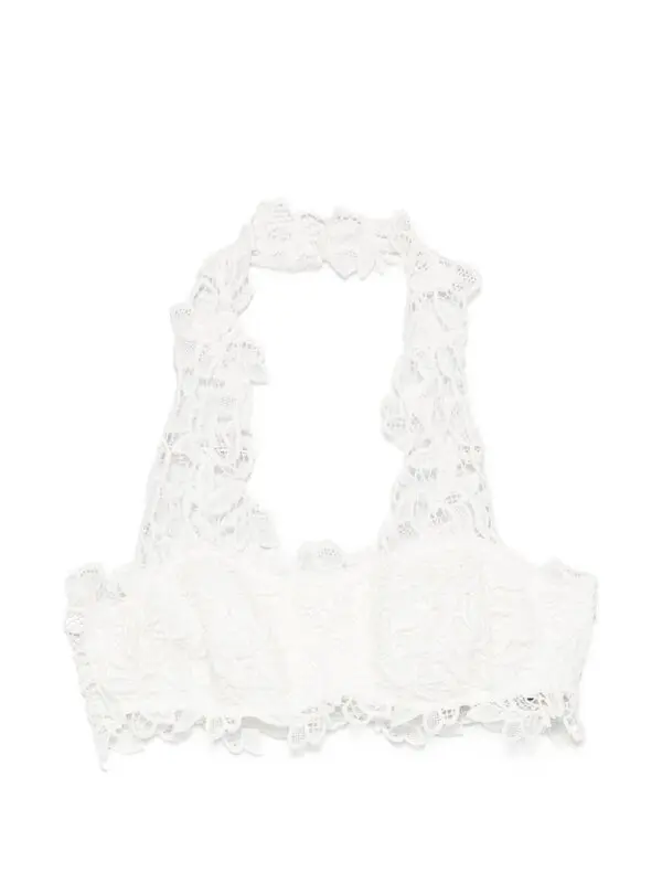 ERMANO SCERVINO Ermanno Scervino Embroidered Linen Halterneck Top