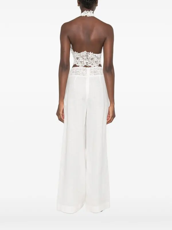 ERMANO SCERVINO Ermanno Scervino Embroidered Linen Halterneck Top