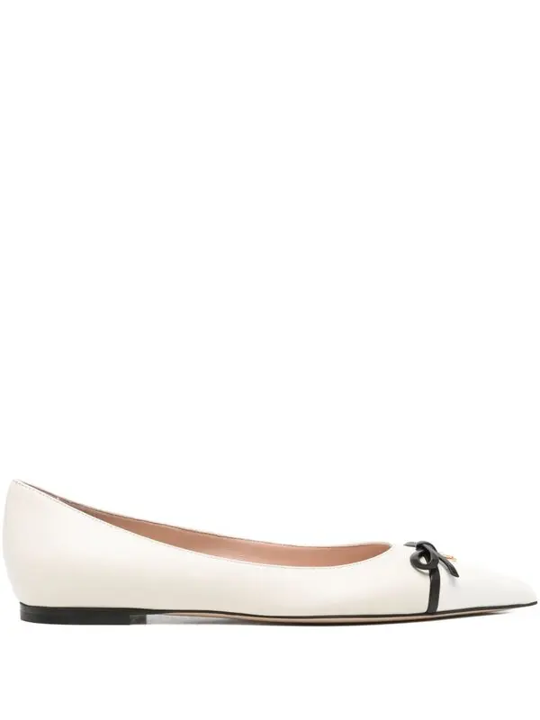 Valentino Garavani Leather Ballet Flats With Bow Detailing