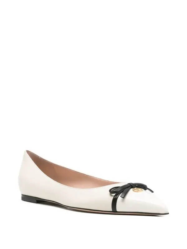 Valentino Garavani Leather Ballet Flats With Bow Detailing