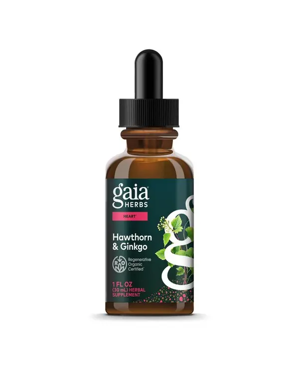 GAIA HERBS Hawthorn And Ginkgo Regenerative Certified Tinctures 1 Fl Oz - No Color