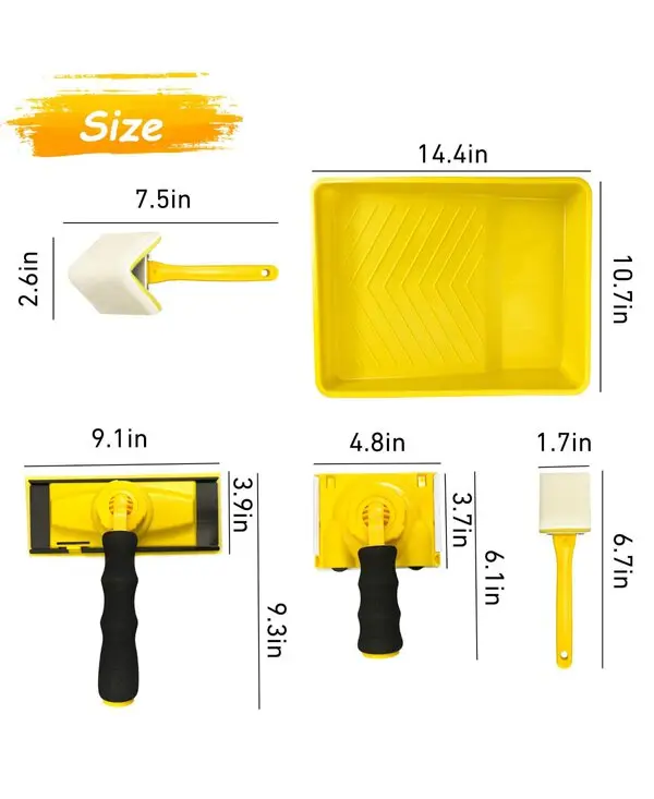 XDOVET Paint Edger Tool Kit 9 Inch Pad Set Trim Touch-up Corner Wall Ceiling 360degree Rotation Handle Trimmer Refill Pads