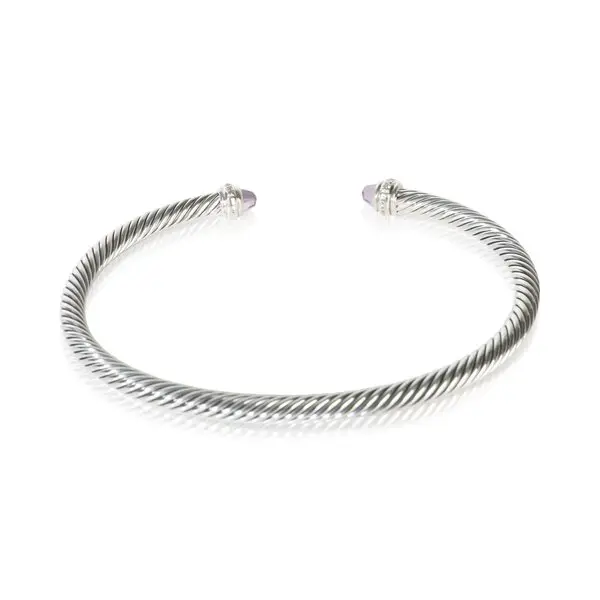 David Yurman Sterling Silver Amethyst And Diamond Cable Classic Bracelet