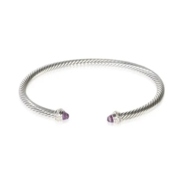 David Yurman Sterling Silver Amethyst And Diamond Cable Classic Bracelet - Sterling_silver