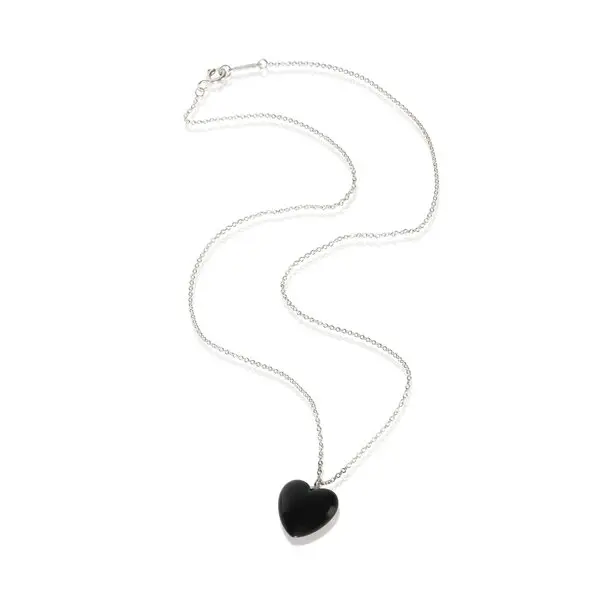 Tiffany & Co. Sterling Silver Onyx Heart Pendant