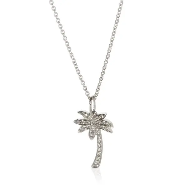Tiffany & Co. Diamond Palm Tree Pendant Necklace - Platinum