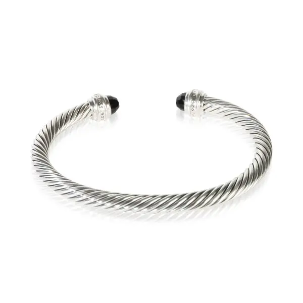 David Yurman Sterling Silver Onyx And Diamond Cable Classic Bracelet