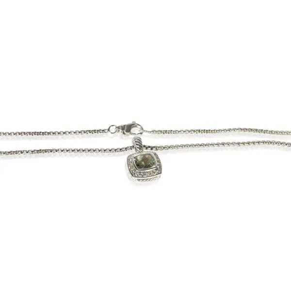 David Yurman Sterling Silver Prasiolite And Diamond Petite Albion Pendant Necklace