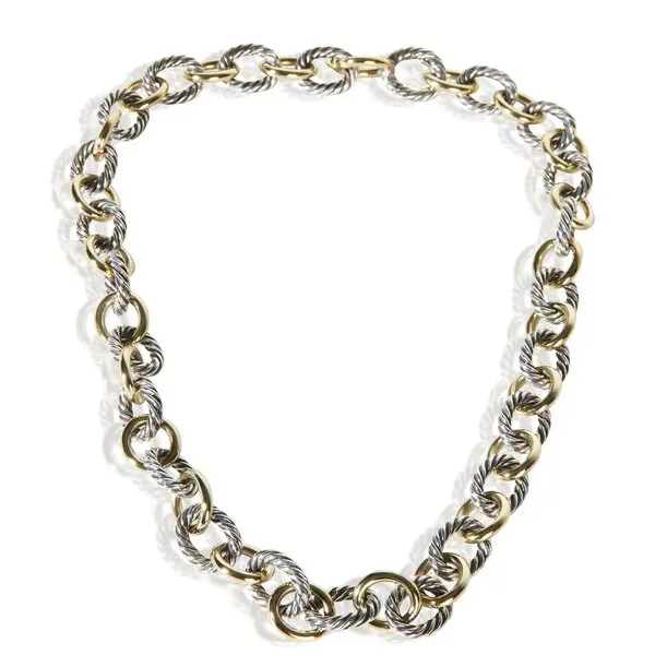 David Yurman 1/4 18k Yellow Gold & Sterling Silver Oval Link Necklace