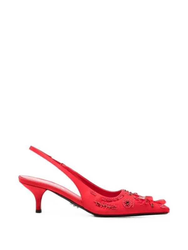Prada Embroidered Slingback Pumps