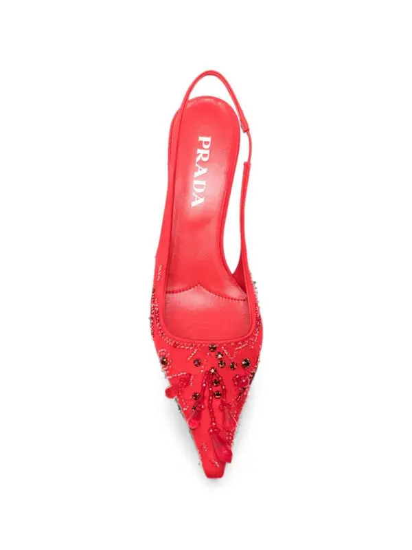 Prada Embroidered Slingback Pumps