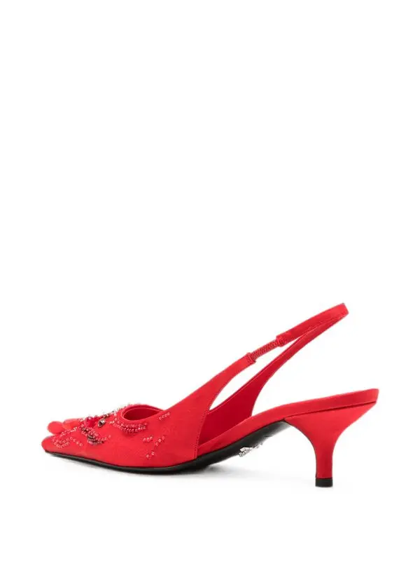 Prada Embroidered Slingback Pumps