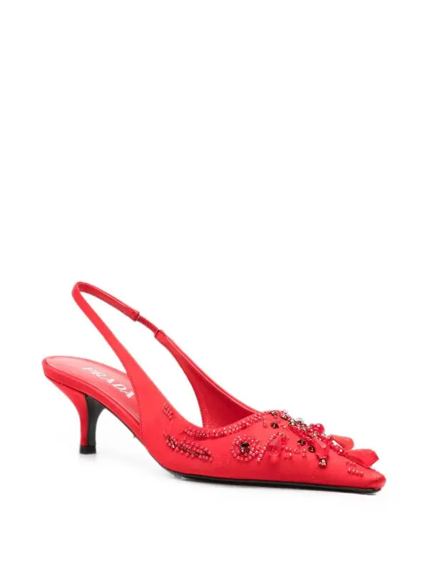 Prada Embroidered Slingback Pumps