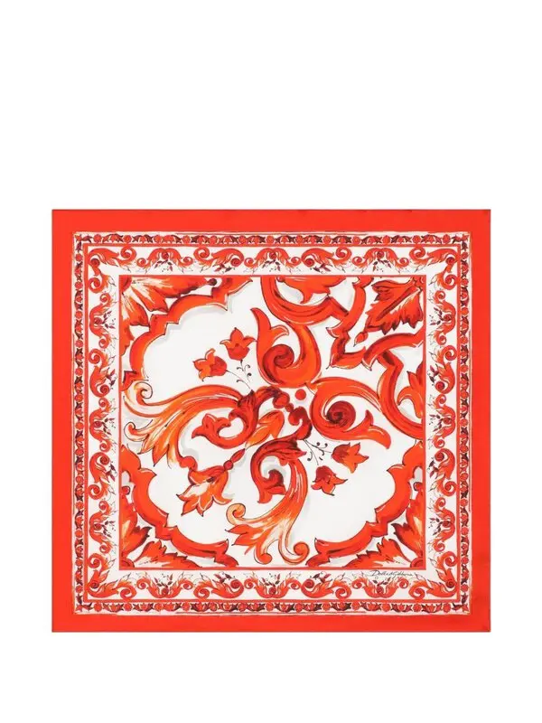 Dolce & Gabbana Maiolica Print Silk Foulard - Multicolor