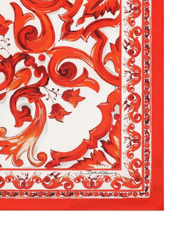 Dolce & Gabbana Maiolica Print Silk Foulard - Multicolor