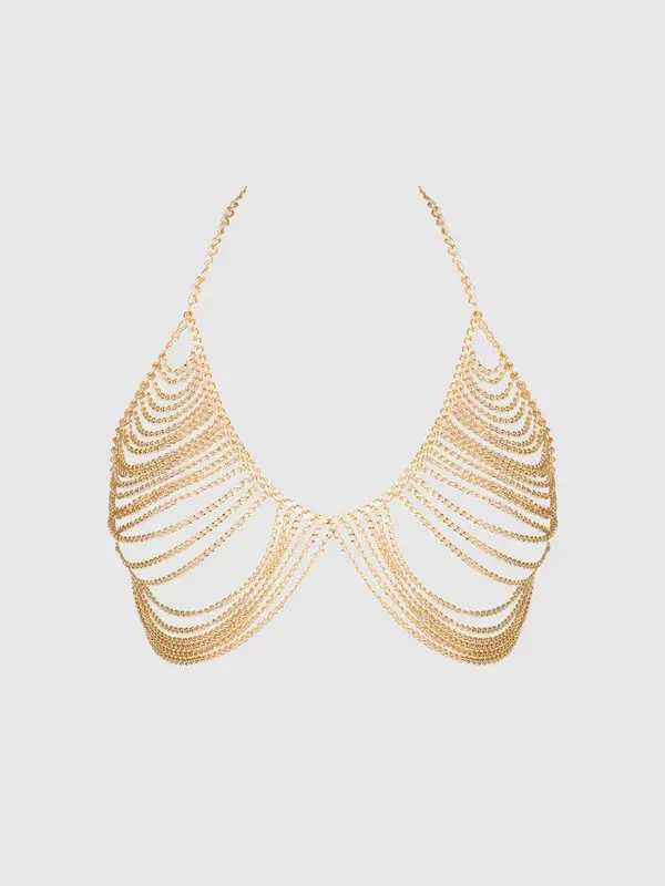 Frederick's Of Hollywood Chain Drape Halter Bralette